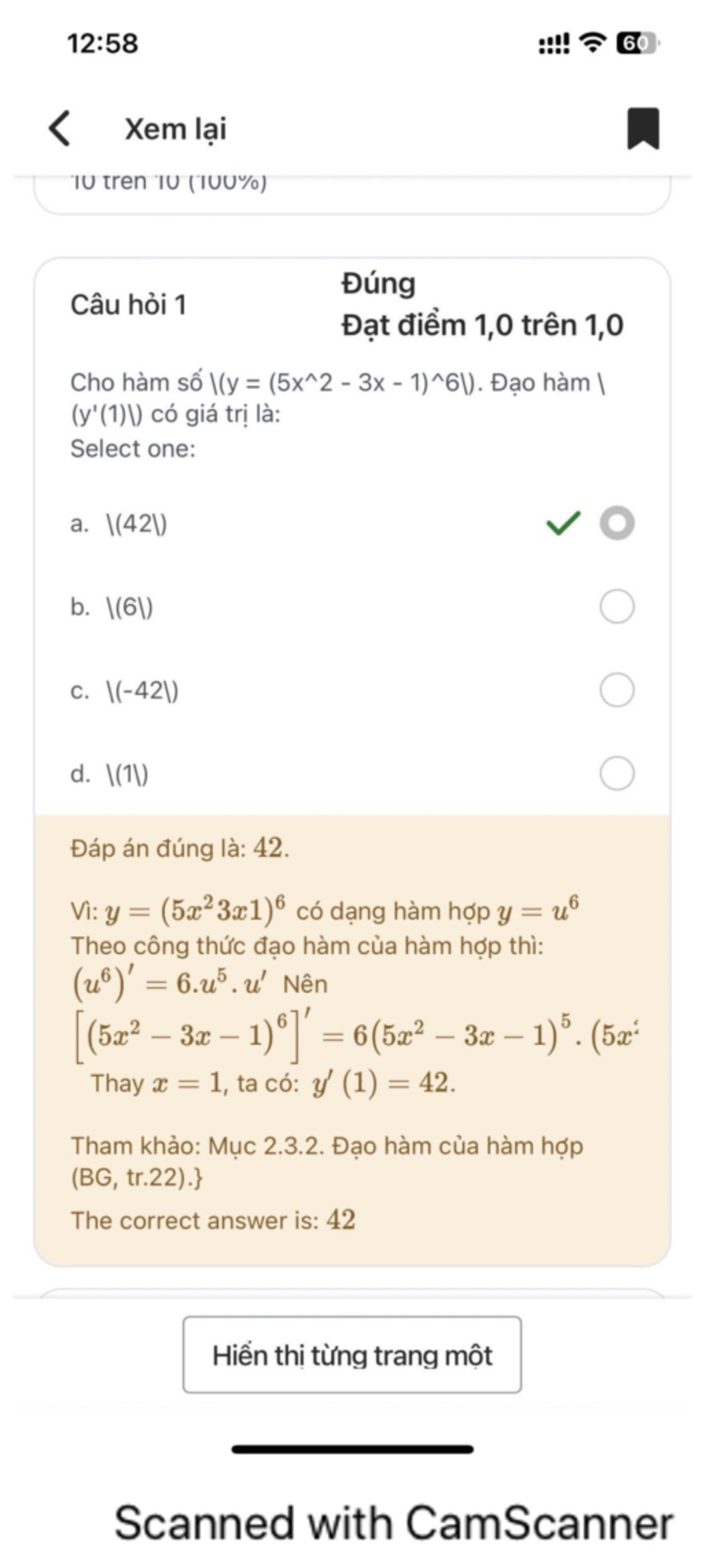 TOÁN - Môn Toán - 12:58 60 Xem lai TU tren TU Dung Câu höi 1 Dat diêm 1 ...