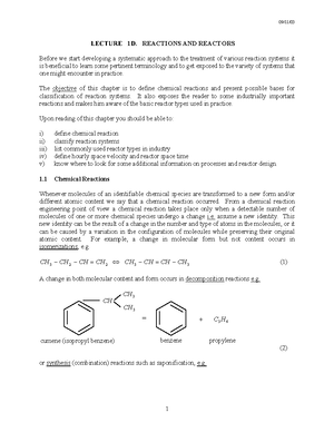 CHE471 2012-2013 Lecture 1 - Introduction to Chemical Reaction ...