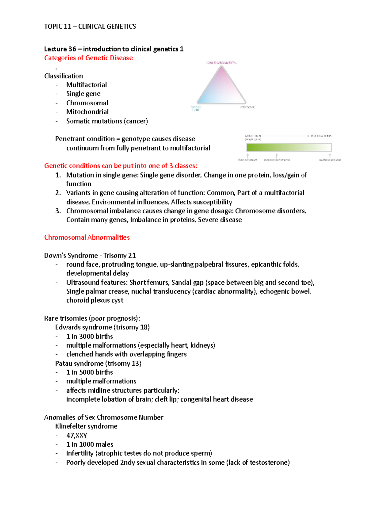 Topic 11 – Clinical Genetics - Lecture 36 – introduction to clinical ...
