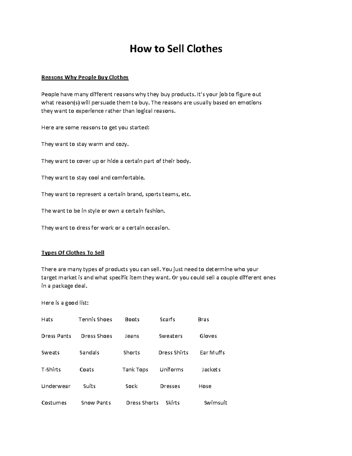 How to Sell Clothes - How to Sell Clothes Reasons Why People Buy ...