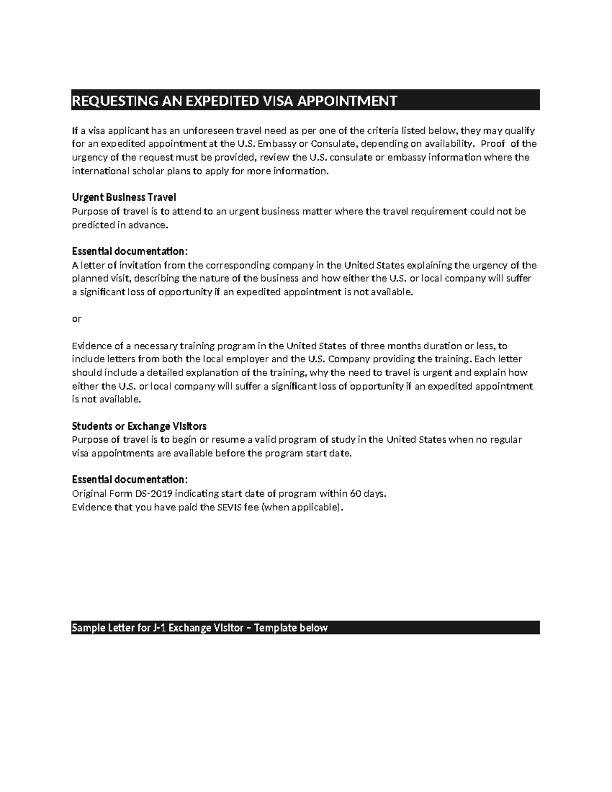 J1 expedite visa appointment request letter - REQUESTING AN EXPEDITED ...