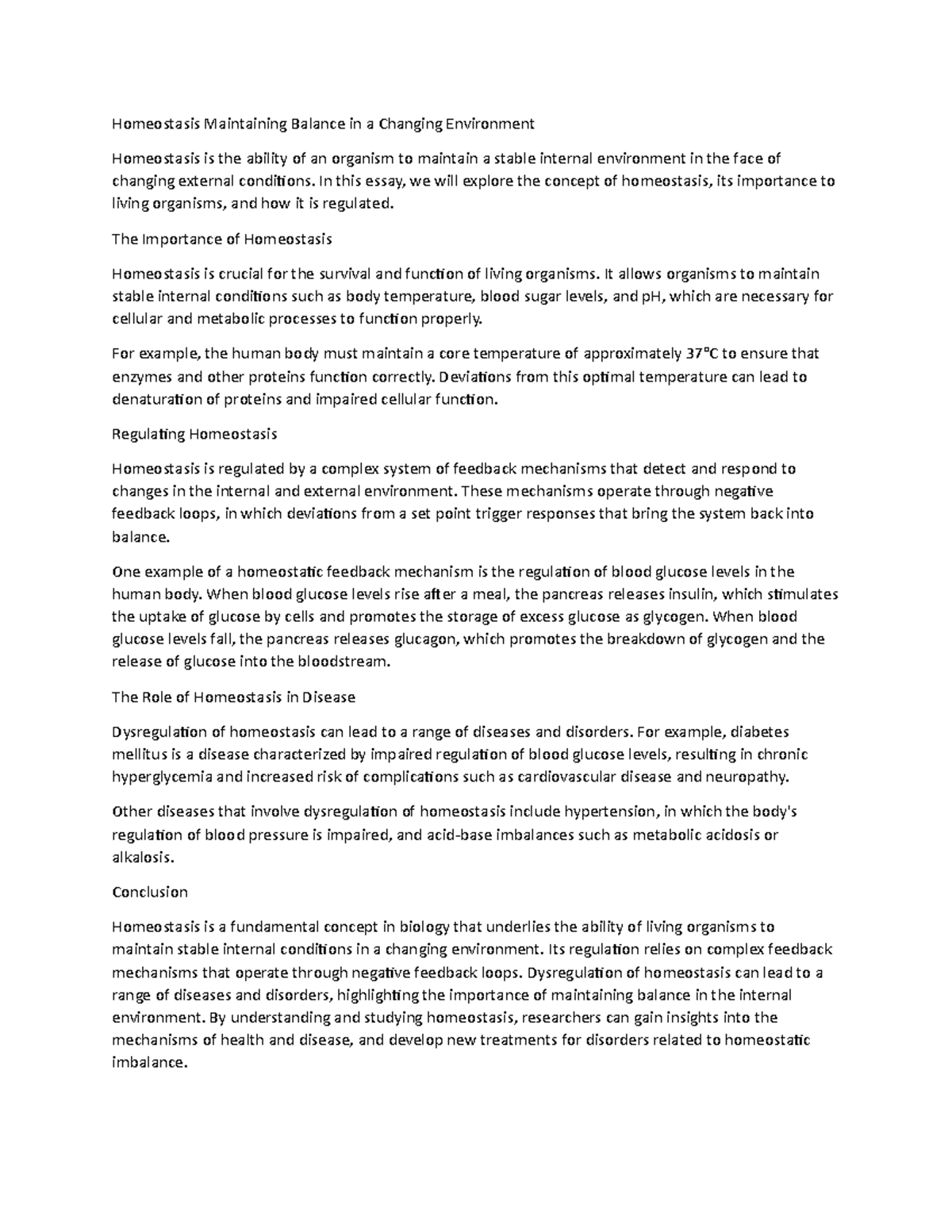 Homeostasis Maintaining Balance in a Changing Environment - In this ...