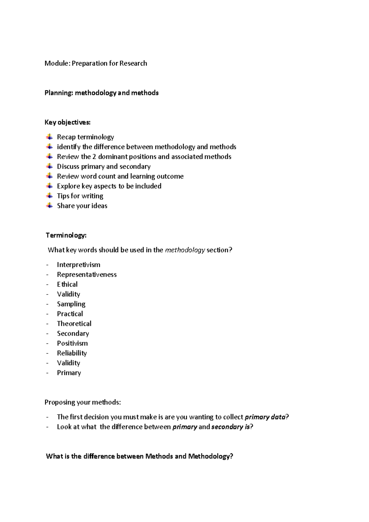 Research methods - Module: Preparation for Research Planning ...