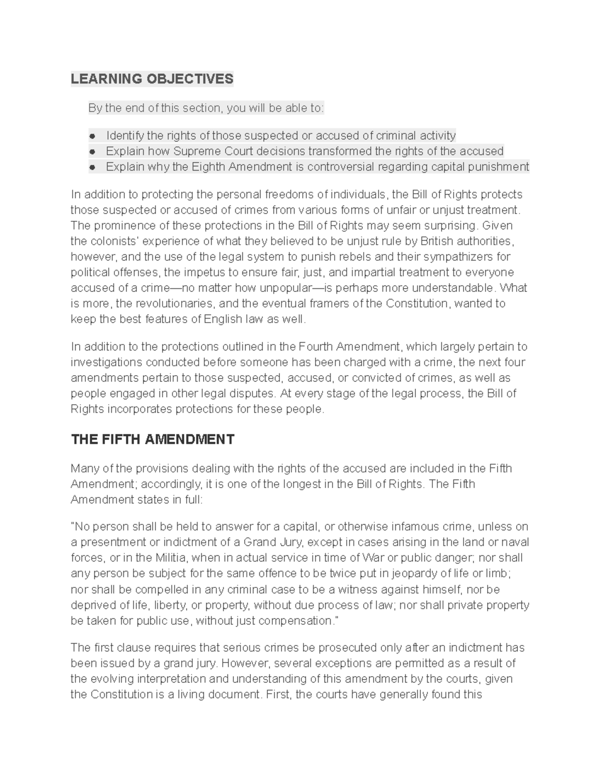 The rights of suspects - LEARNING OBJECTIVES By the end of this section ...