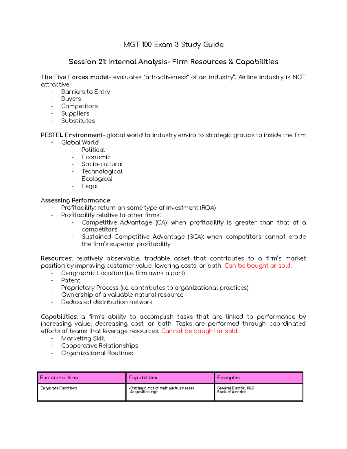 MGT 100 Exam 3 Review - Test study guide - MGT 100 Exam 3 Study Guide ...