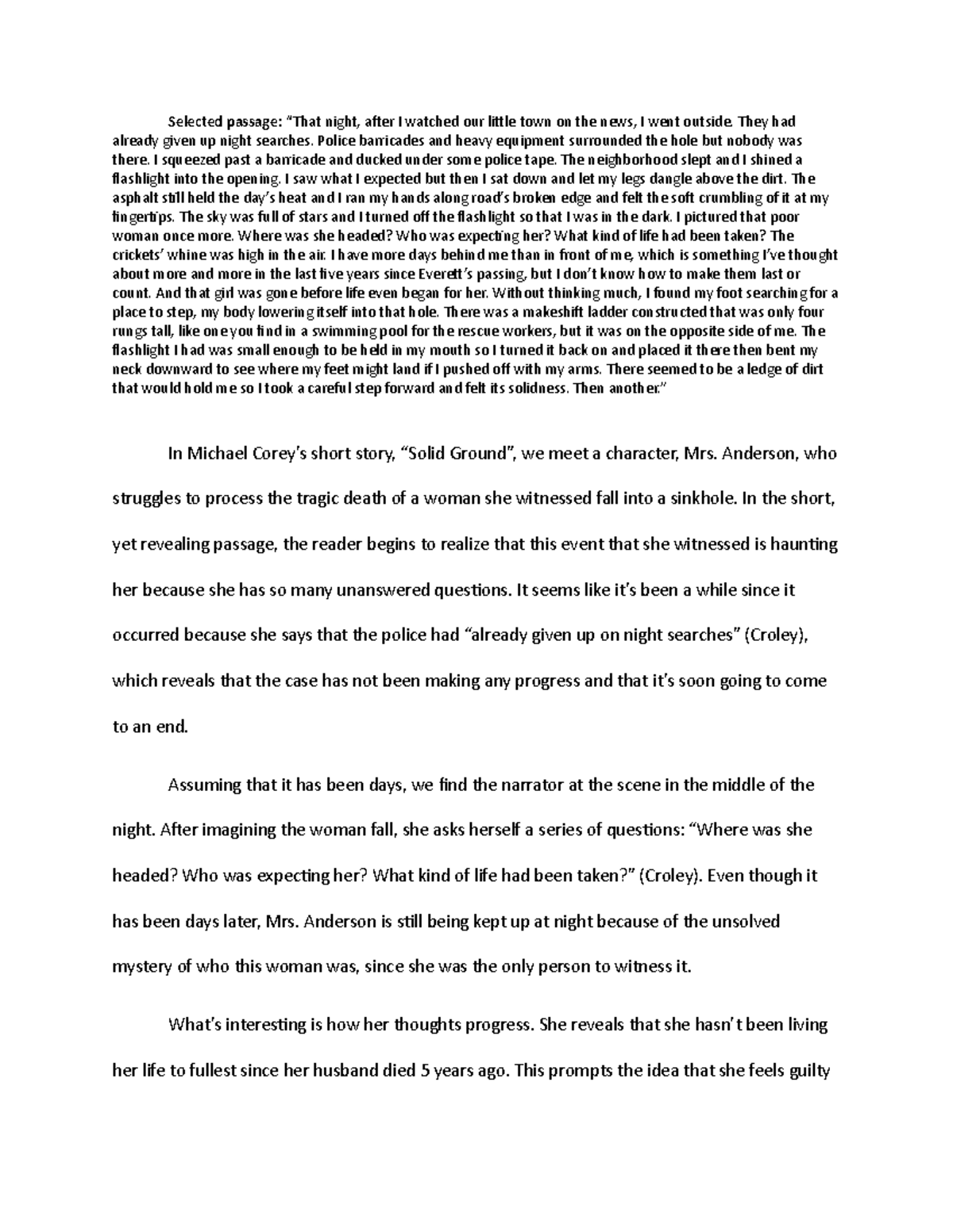 Close reading assignment - already given up night searches. Police ...