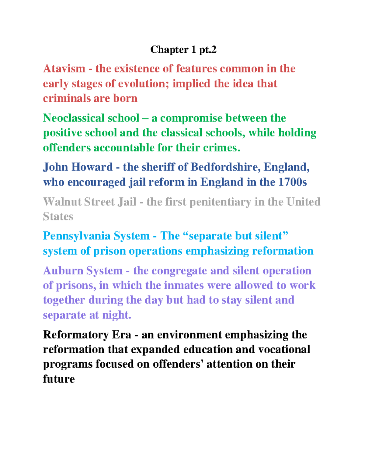 Chap 1 pt 2 vocab - professor reid - Chapter 1 pt. Atavism - the ...