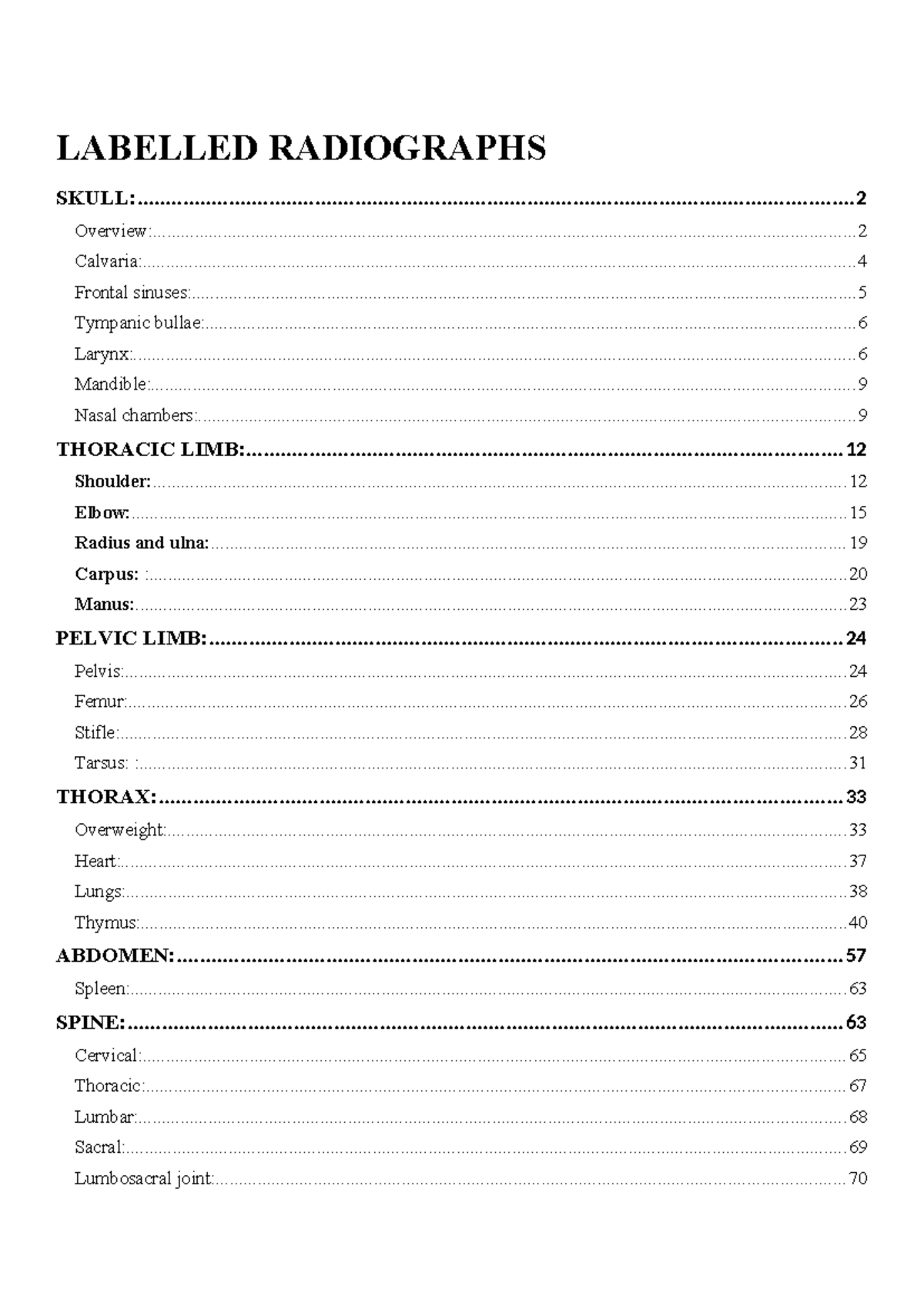 Labelled radiographs - LABELLED RADIOGRAPHS - Studocu