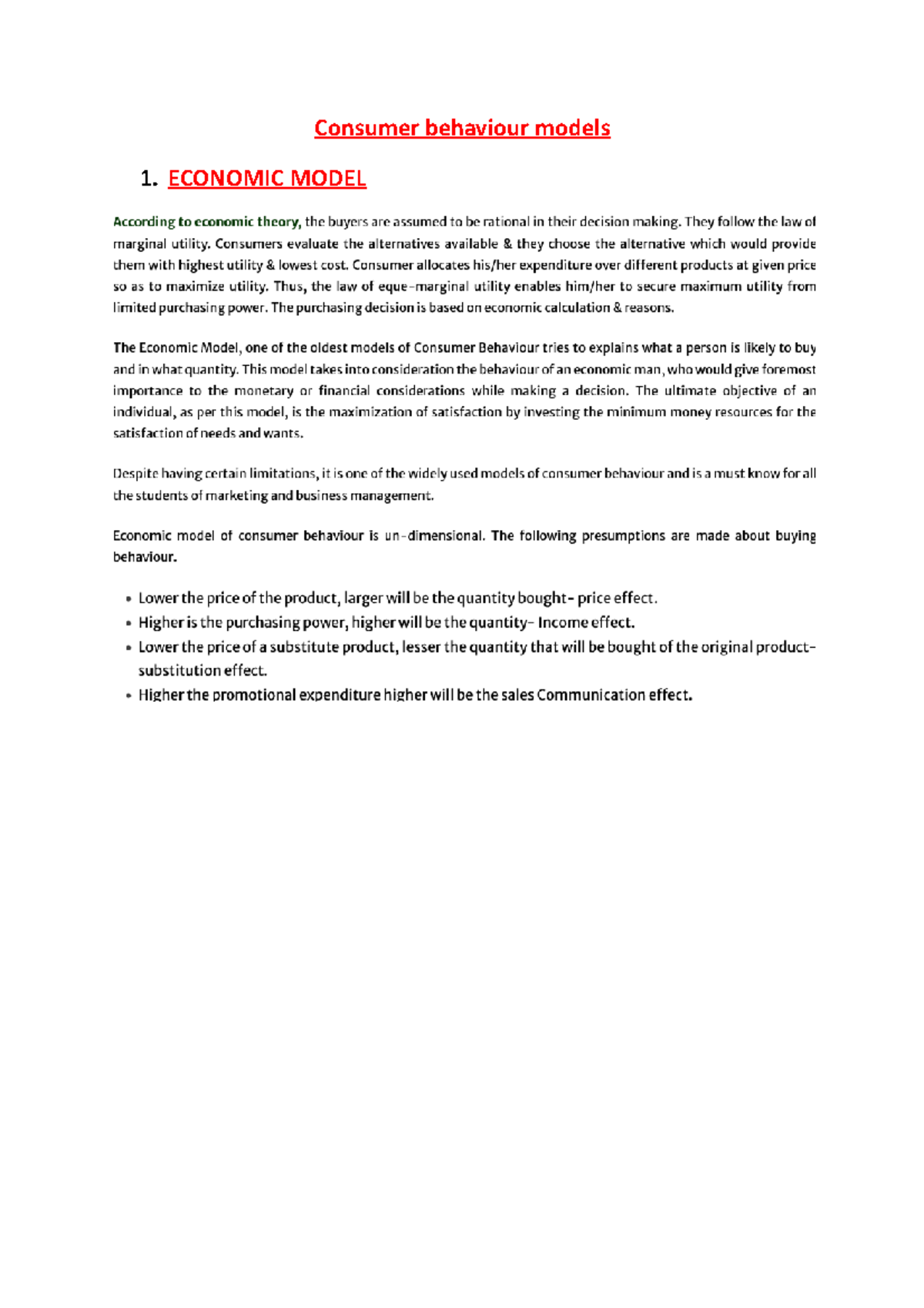 Consumer Behaviour Models - Principles and methodology of management ...