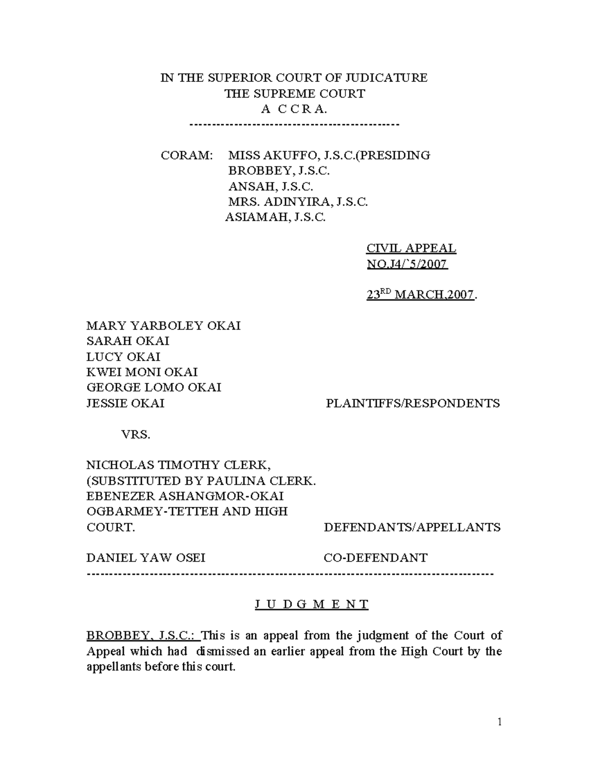 Judgment Continued - case law - IN THE SUPERIOR COURT OF JUDICATURE THE ...