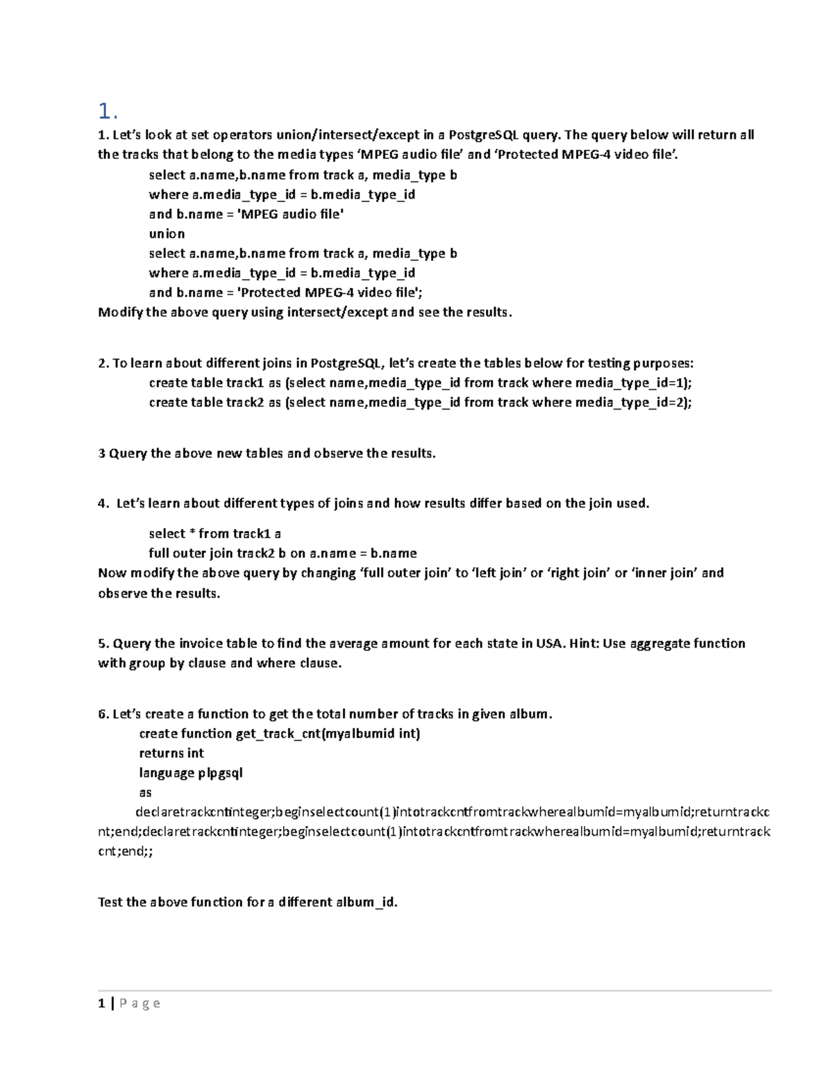 Preassessmentd 191 exam study guide - 1. Let’s look at set operators ...