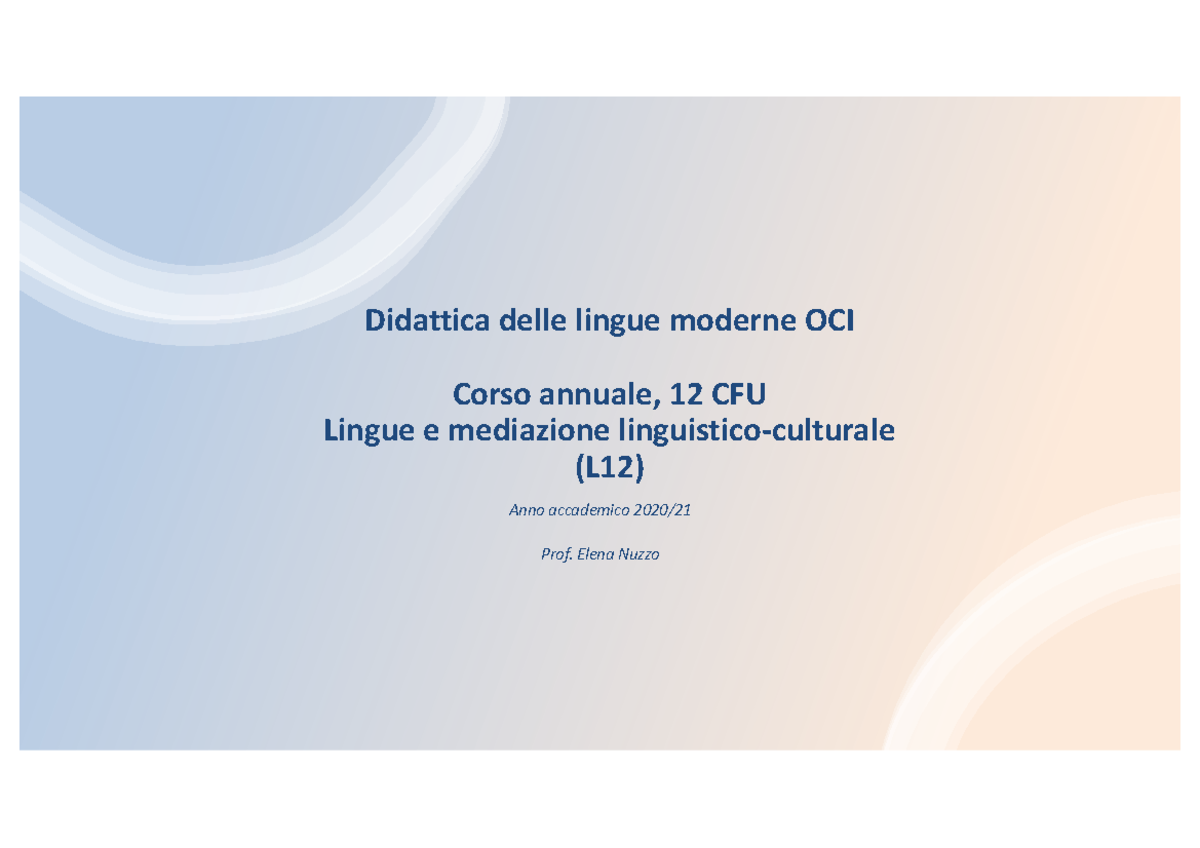 Didattica Lingue Moderne: Slide della Professoressa Elena Nuzzo ...