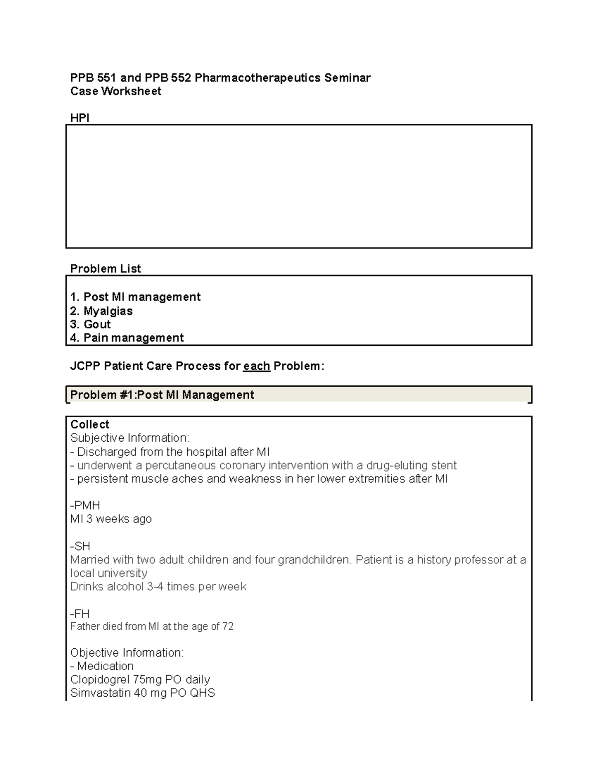 Case 3 30 - Casework - PPB 551 and PPB 552 Pharmacotherapeutics Seminar ...