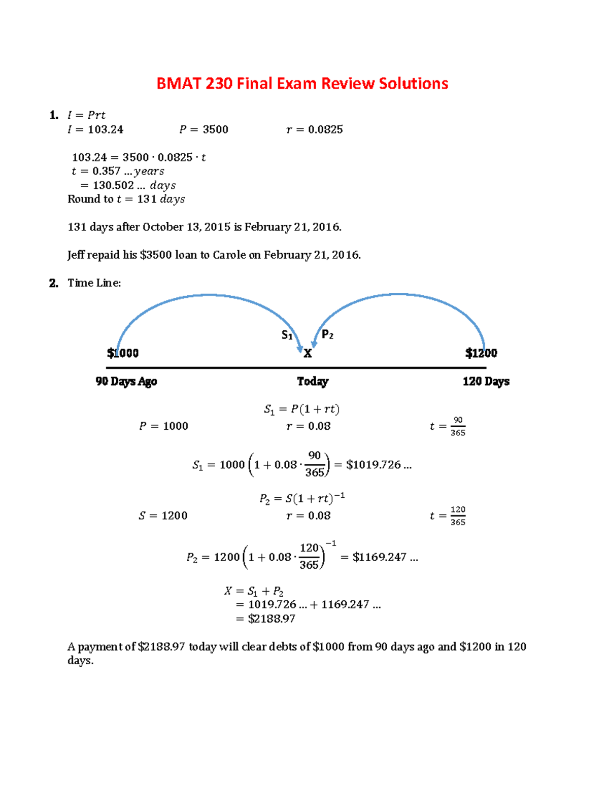 BMAT 230 Final Exam Review Solutions - BMAT 230 Final Exam Review ...