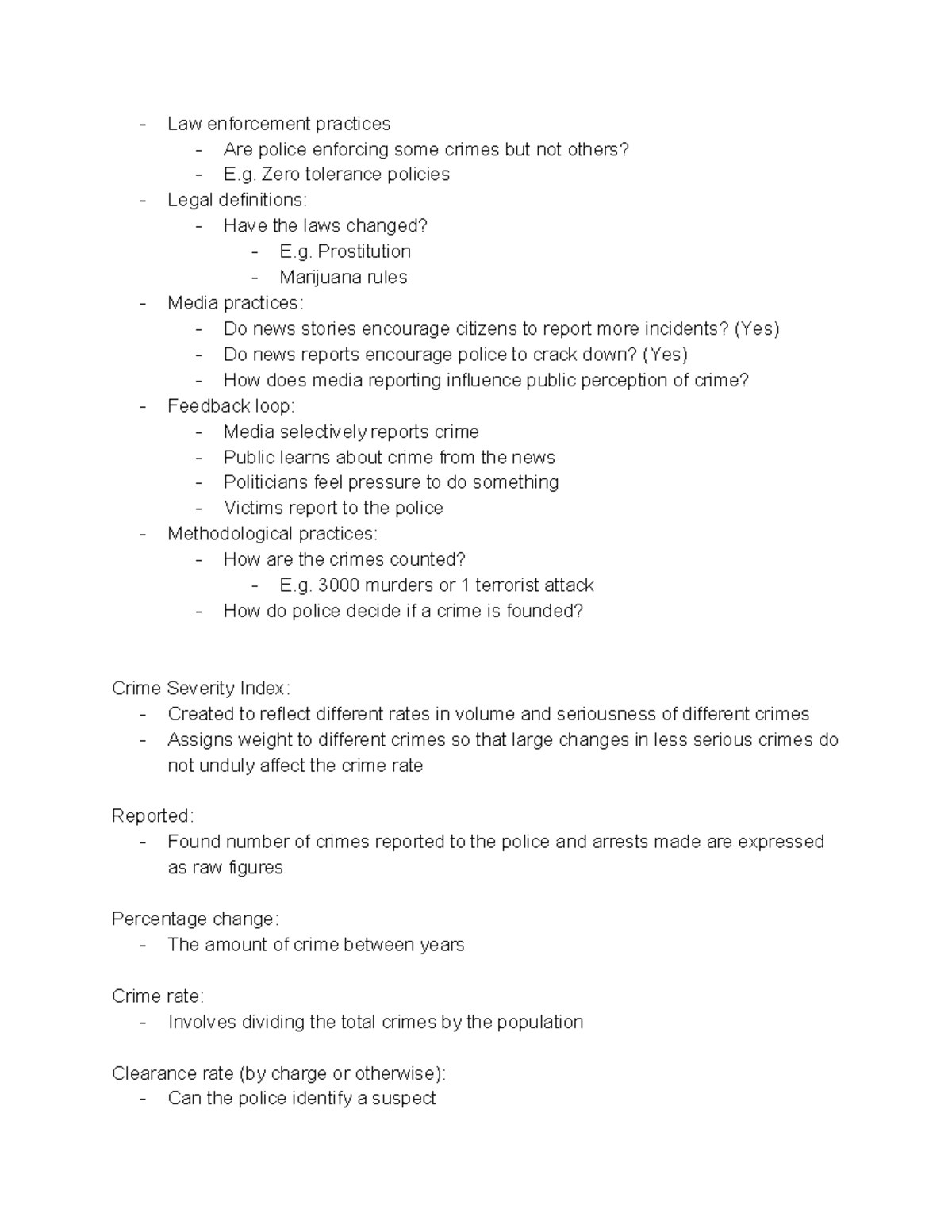 CRM 1300 Notes 6 - Law enforcement practices Are police enforcing some ...