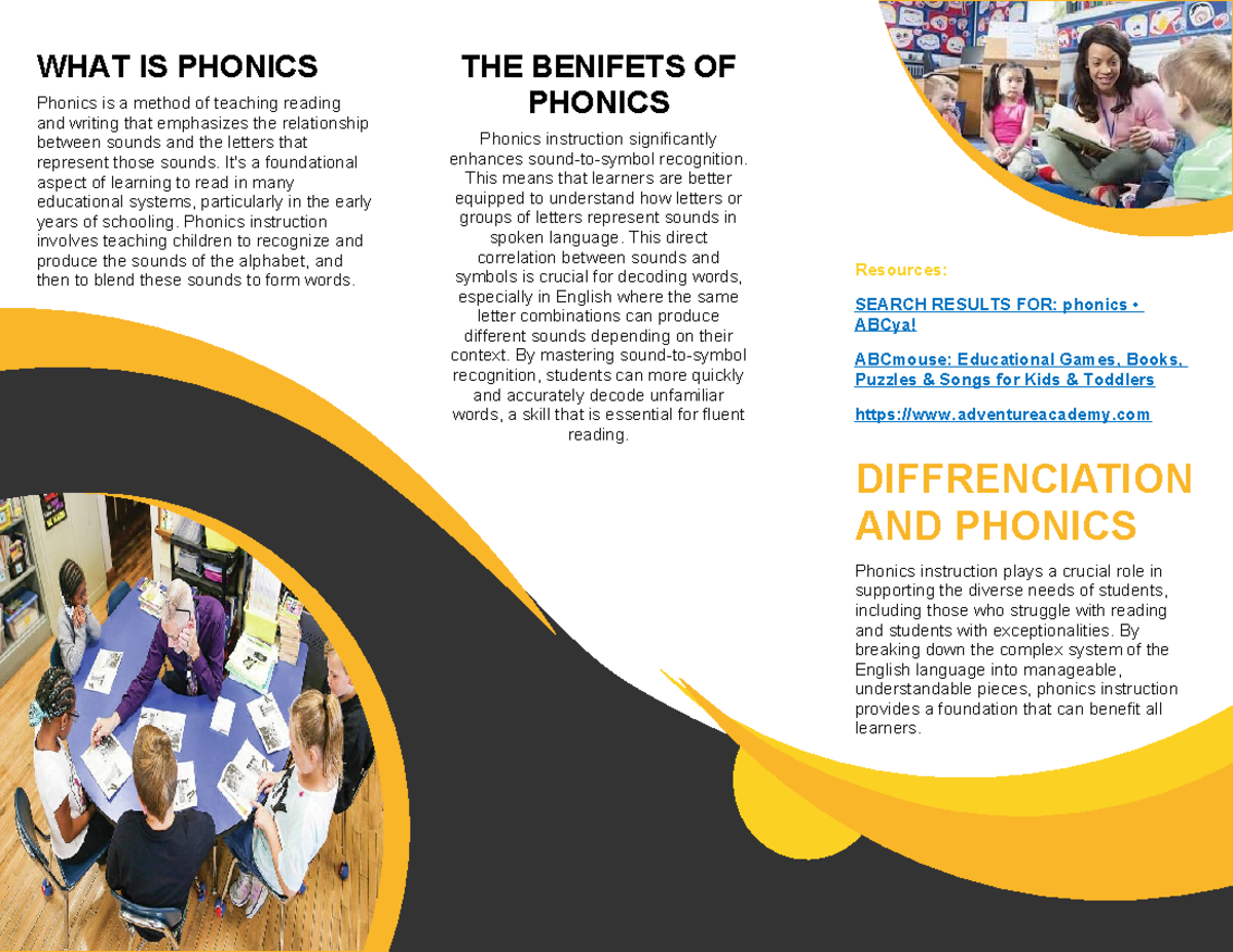 Judy Kittles Phonics Brochure - WHAT IS PHONICS Phonics is a method of ...