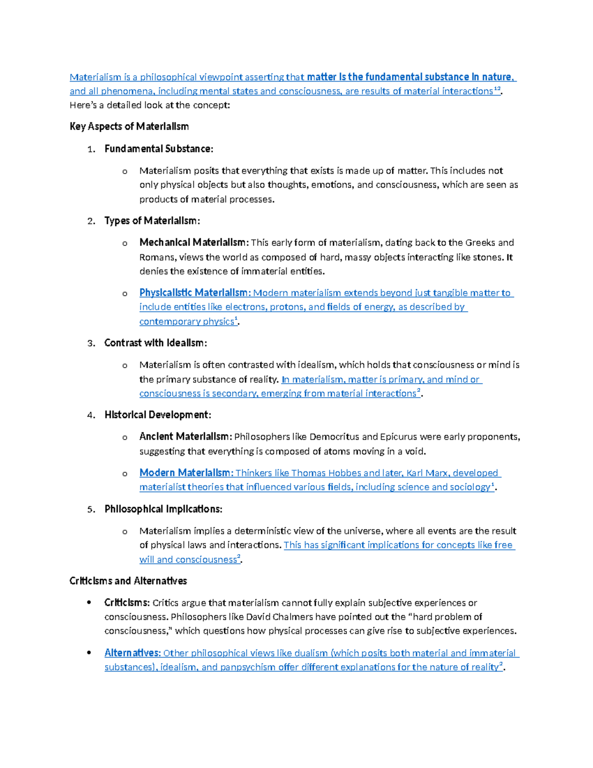 Materialism is a philosophical viewpoint asserting that - Here’s a ...