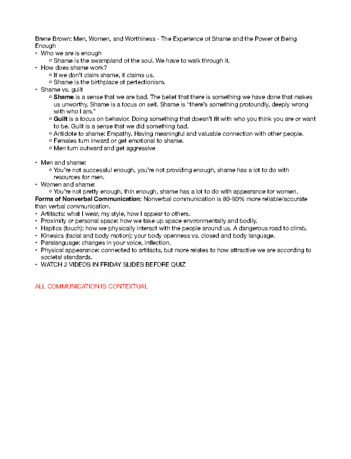 Chapter 5 & 6: Verbal and Nonverbal Communication - Brene Brown: Men ...