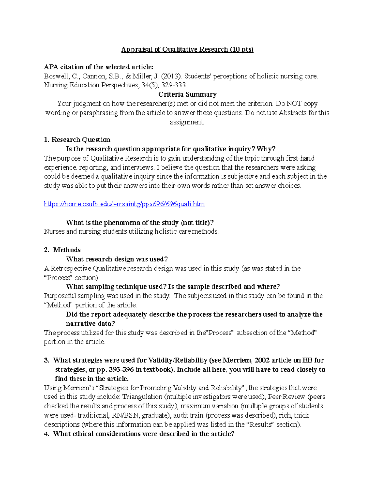 Qualitative Critique Worksheet PDF - Appraisal of Qualitative Research ...