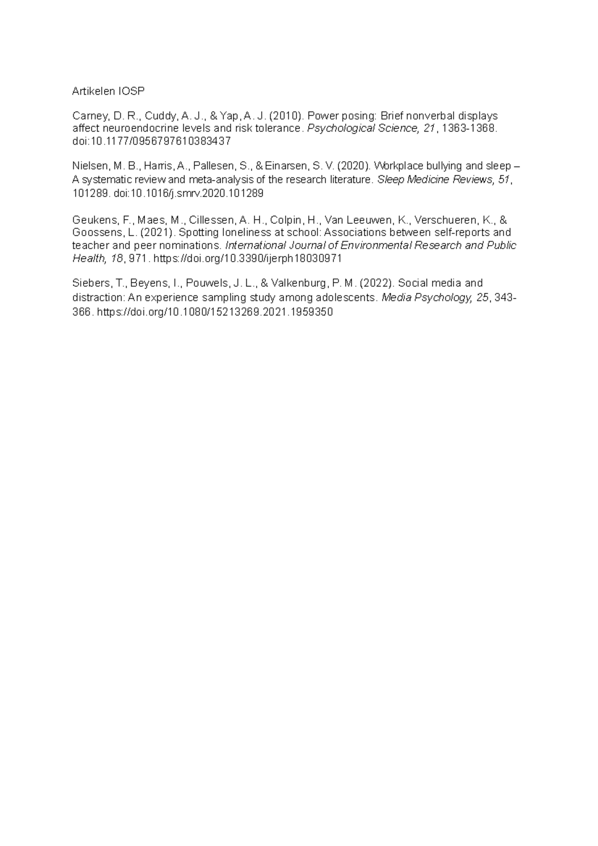 Artikelen IOSP - wat je moet leren - Artikelen IOSP Carney, D. R ...