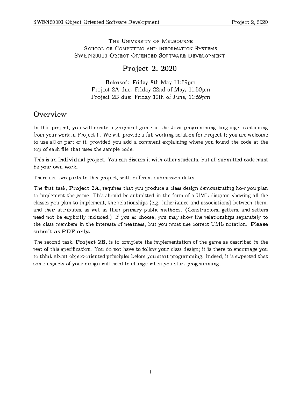 Project 2 Specification - The University of Melbourne School of Computing and Information ...