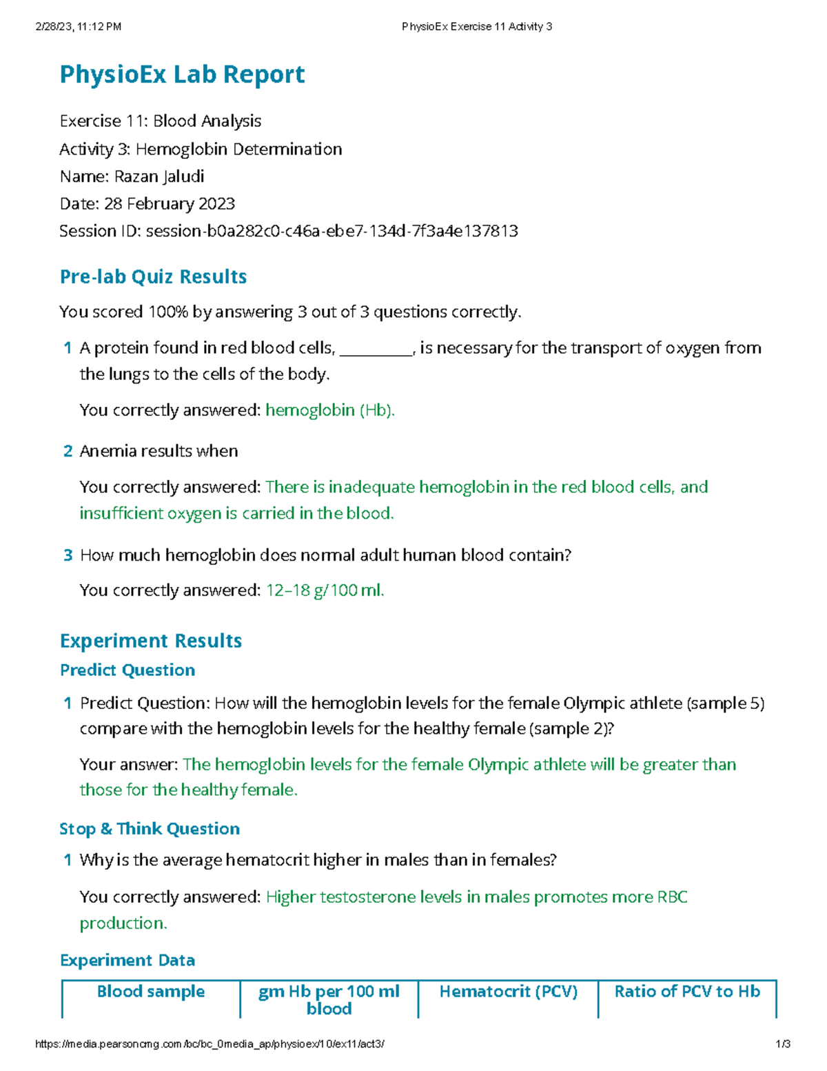 Physio Ex Exercise 11 Activity 3 Pearsoncmg Bc Bc 0media Ap Physioex