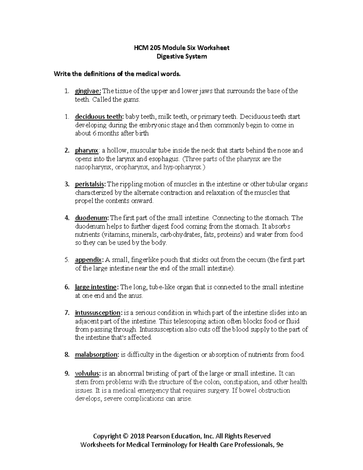 6HCM 205 Module Six Worksheet - Copyright © 2018 Pearson Education, Inc ...