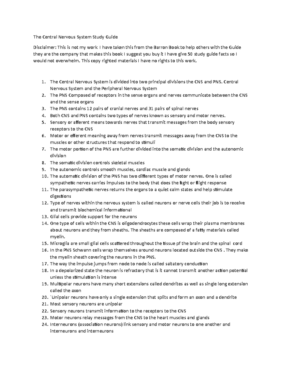 The Central Nervous System Study Guide - The Central Nervous System ...
