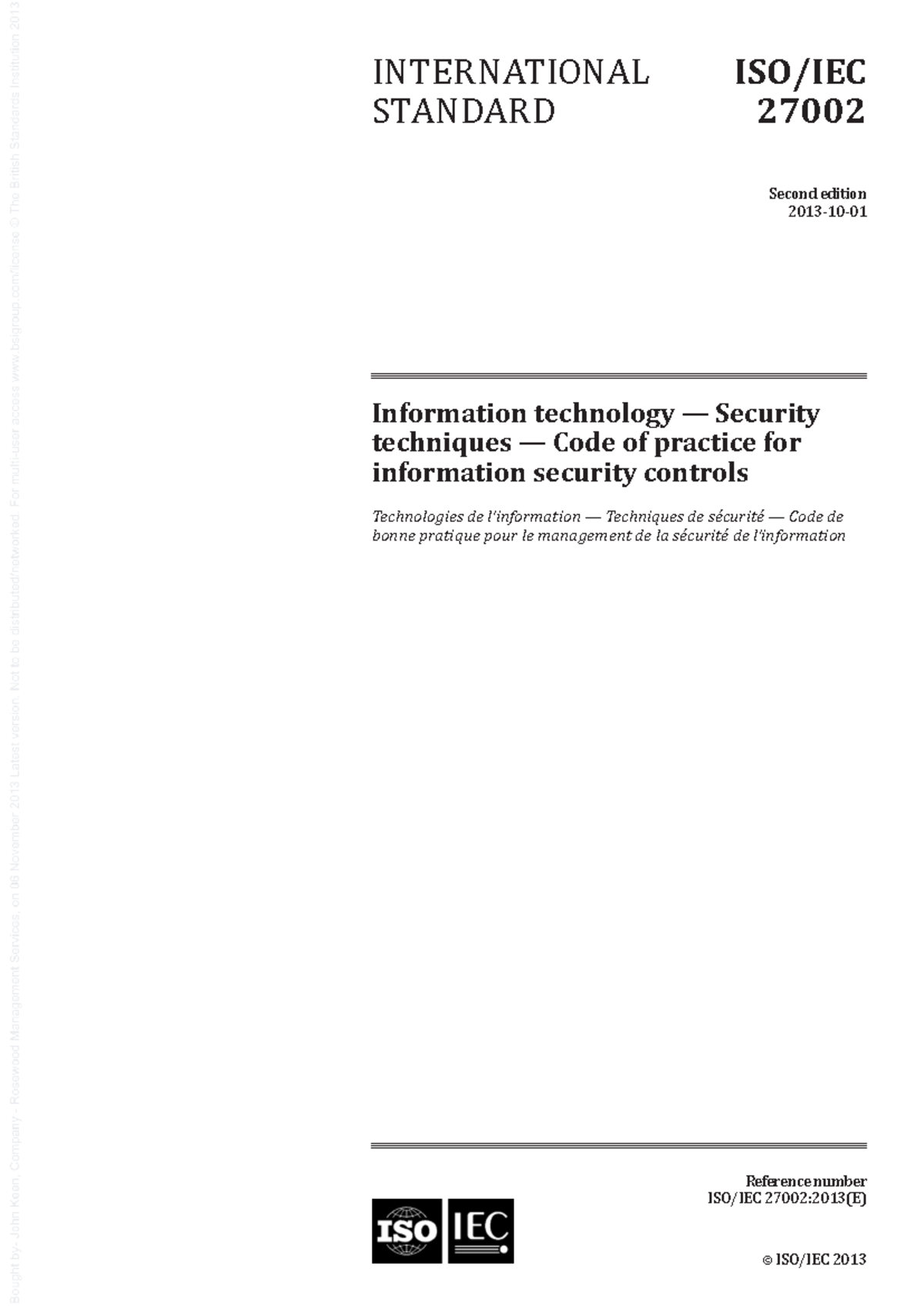 ISO-IEC 27002 2013 - Information technology — Security techniques — Code of practice for ...