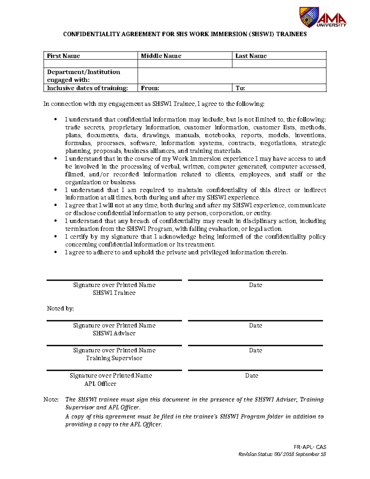 Confidentiality Agreement FOR Shswi - CONFIDENTIALITY AGREEMENT FOR SHS ...