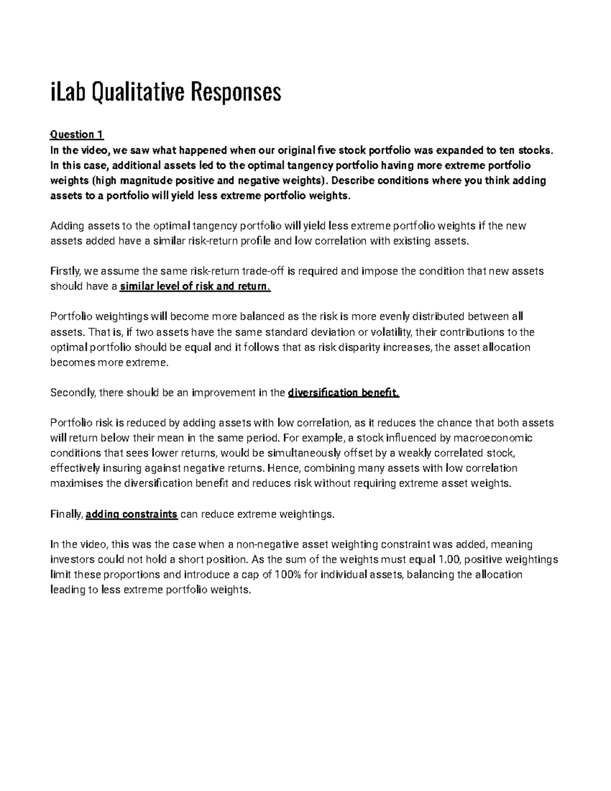 I Lab Qualitative Responses - iLab Qualitative Responses Question 1 In ...