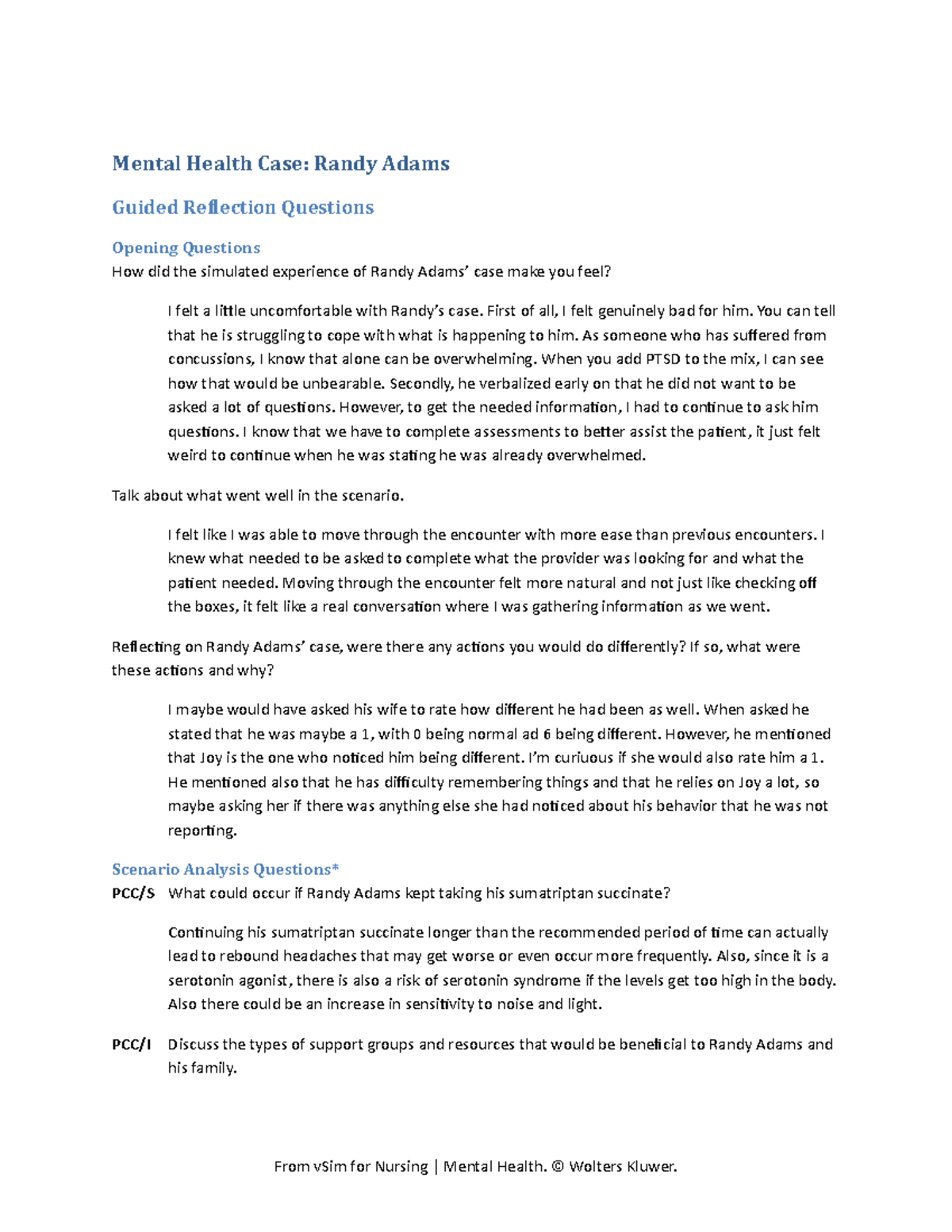 Mental Health Randy Adams GRQ - Mental Health Case: Randy Adams Guided ...