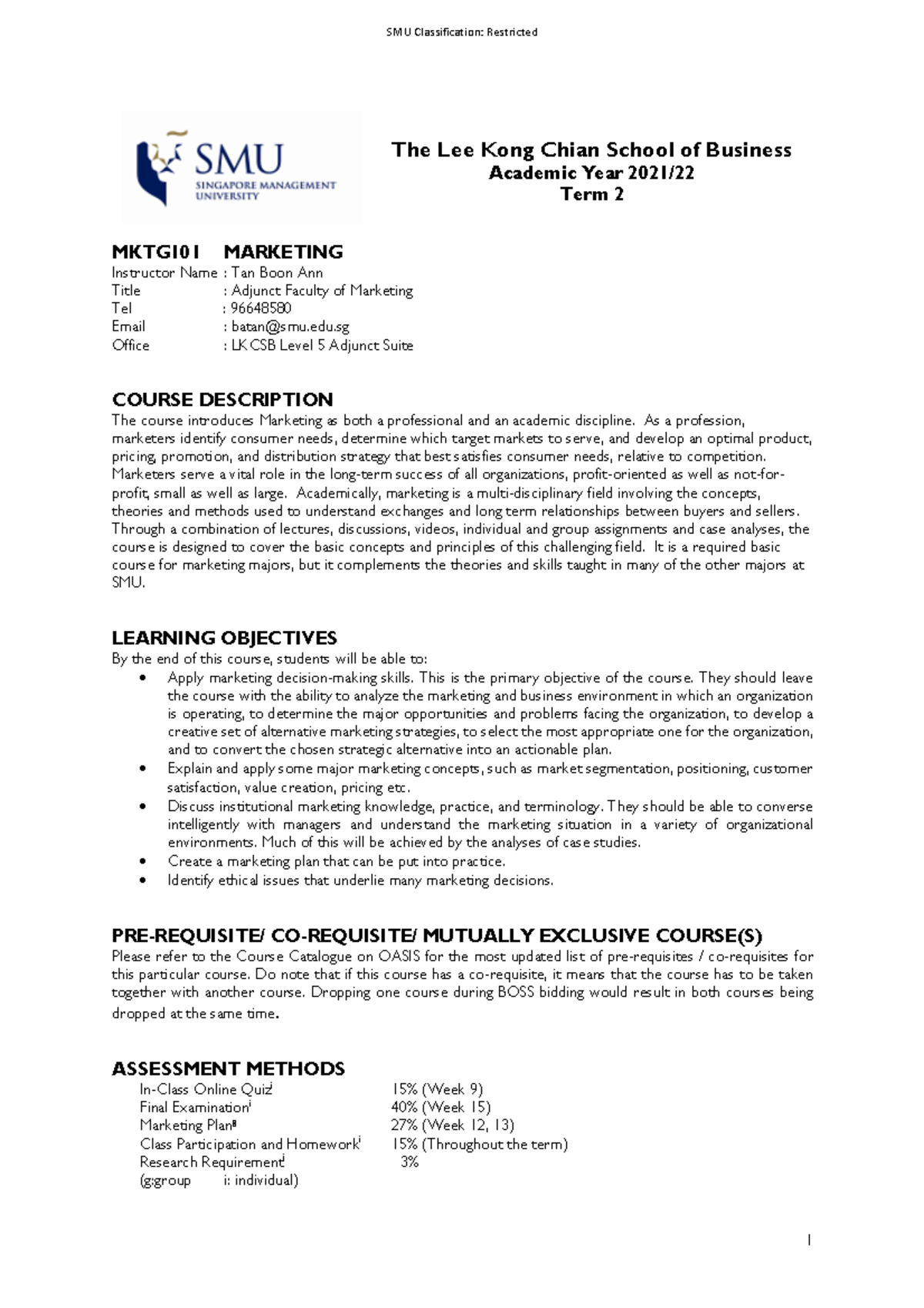 MKTG101 TAN BOON ANN - course outline - The Lee Kong Chian School of ...