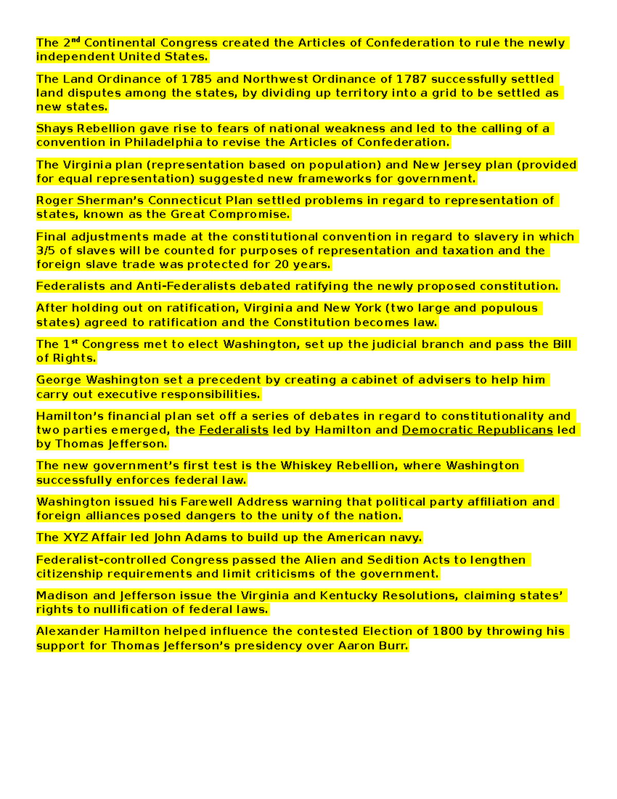 Unit3timelinereview KEY - The 2nd Continental Congress created the ...