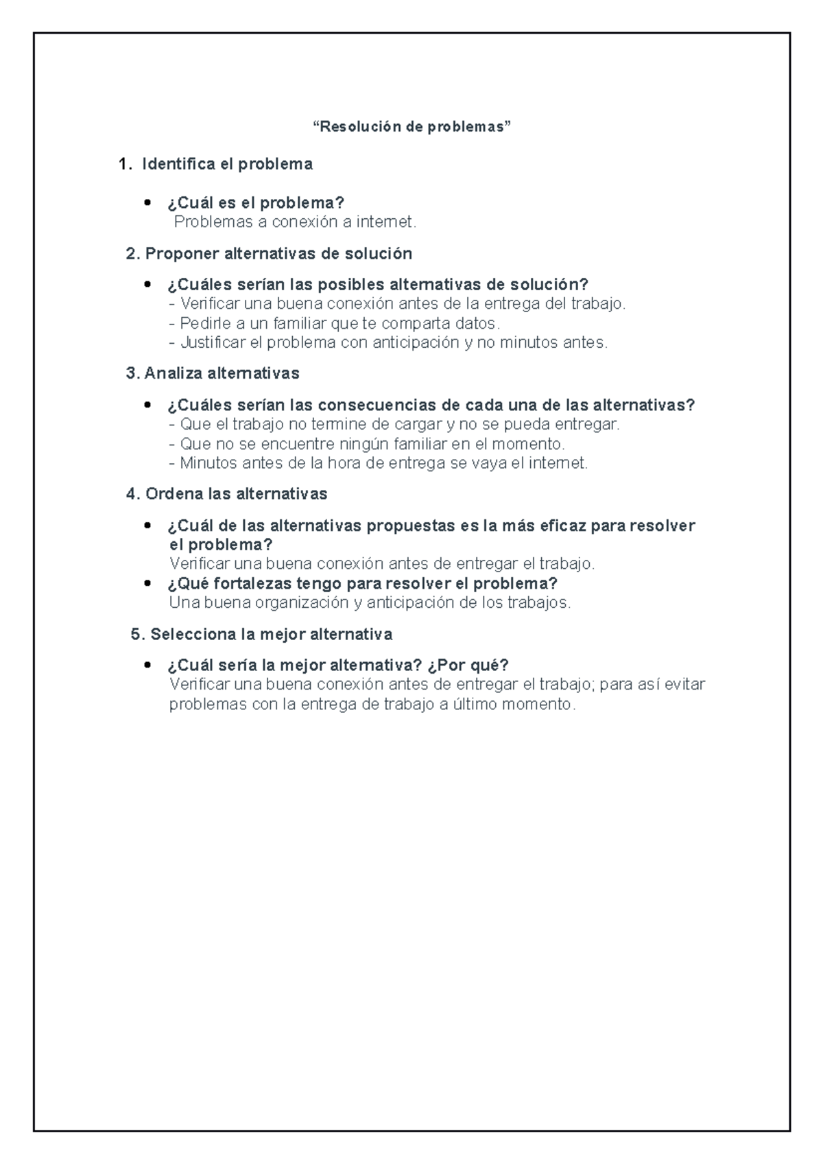 Resolución de problemas - “Resolución de problemas” 1. Identifica el ...