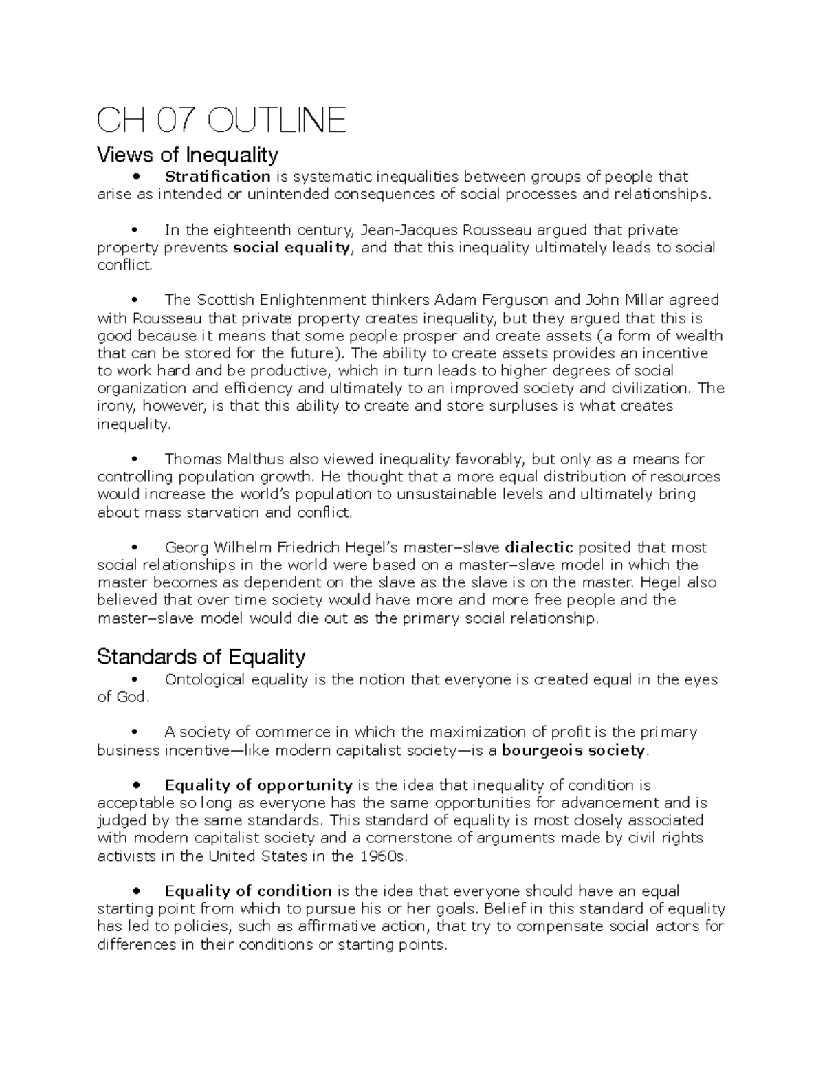 Ch. 7 views of inequality - CH 07 OUTLINE Views of Inequality ...
