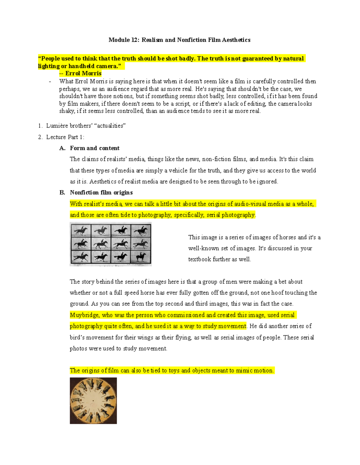 Module 12: Realism Outline - THA 2304 - TTU - Studocu