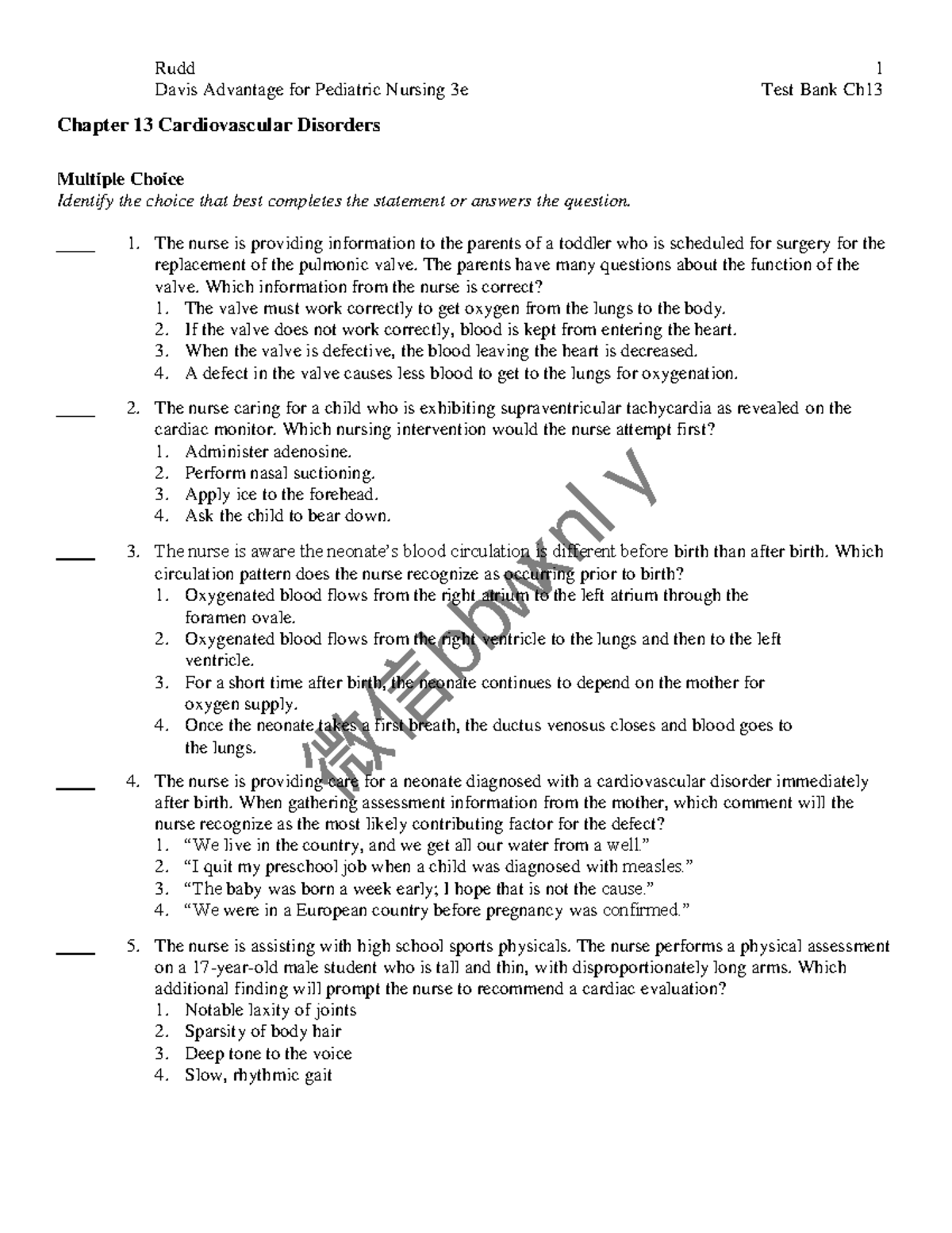Test bank pediatric nursing critical components of nursing care 3rd ...