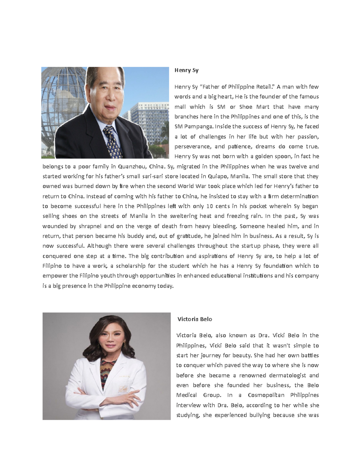 Activity 1 15 5 Entrep - Henry Sy Henry Sy “Father of Philippine Retail ...