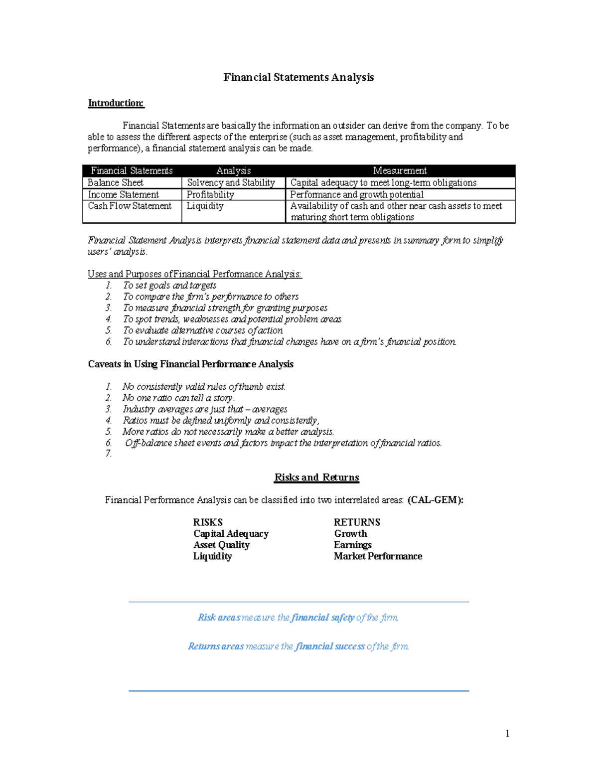 FS-Analysis - Strategic Cost Management - Financial Statements Analysis ...