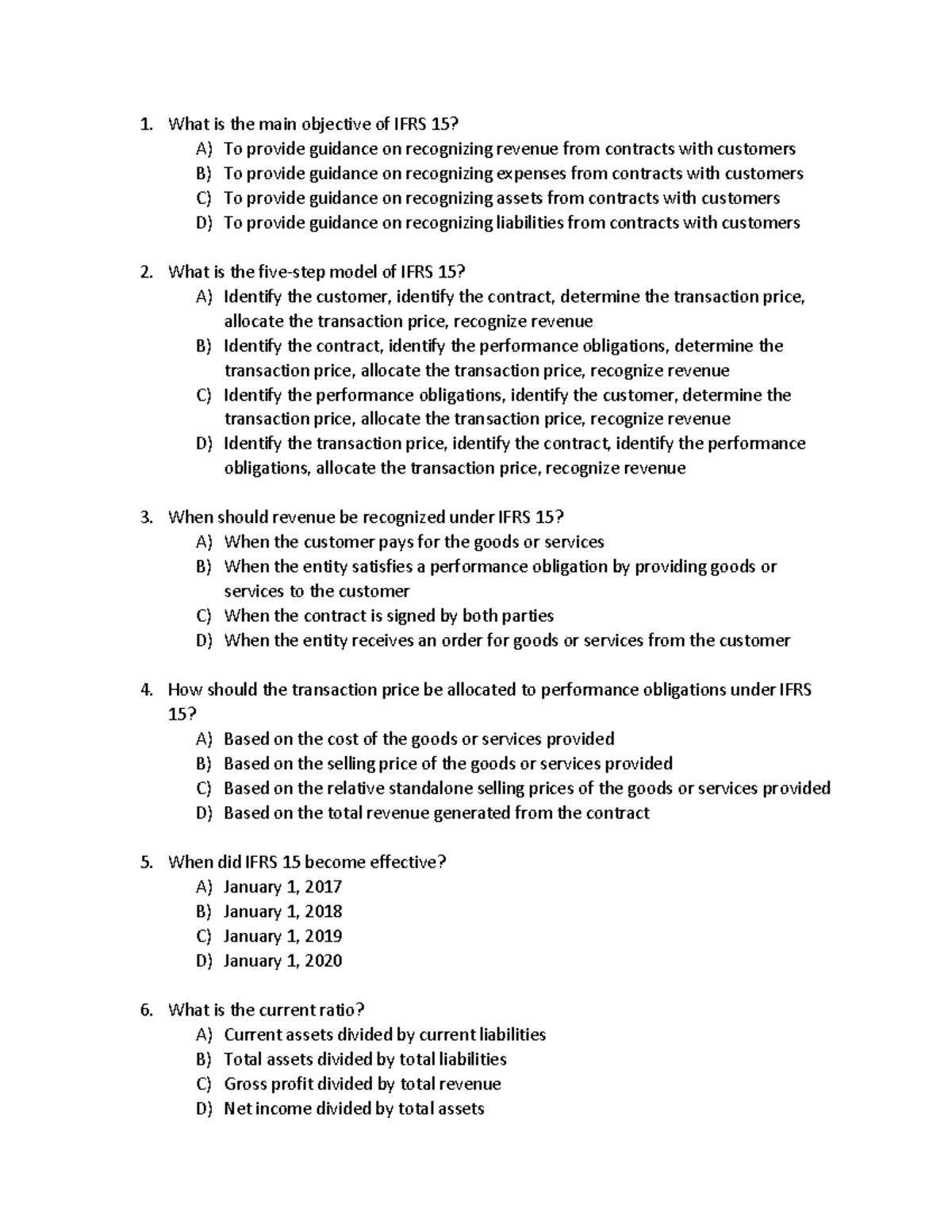 IFRS And Ratios Basic Notes What Is The Main Objective Of IFRS 15