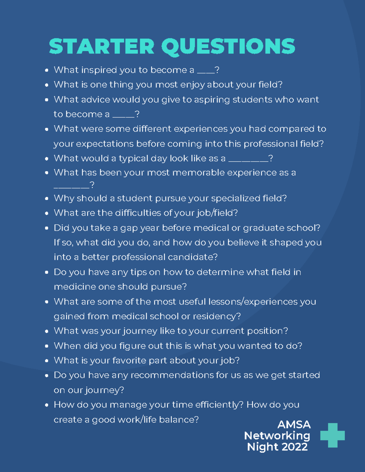 Starter questions - AMSA Networking Night 2022 STARTER QUESTIONS What ...