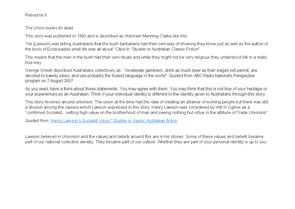 English standard s6 henry lawson resource 8 the union buries its dead ...