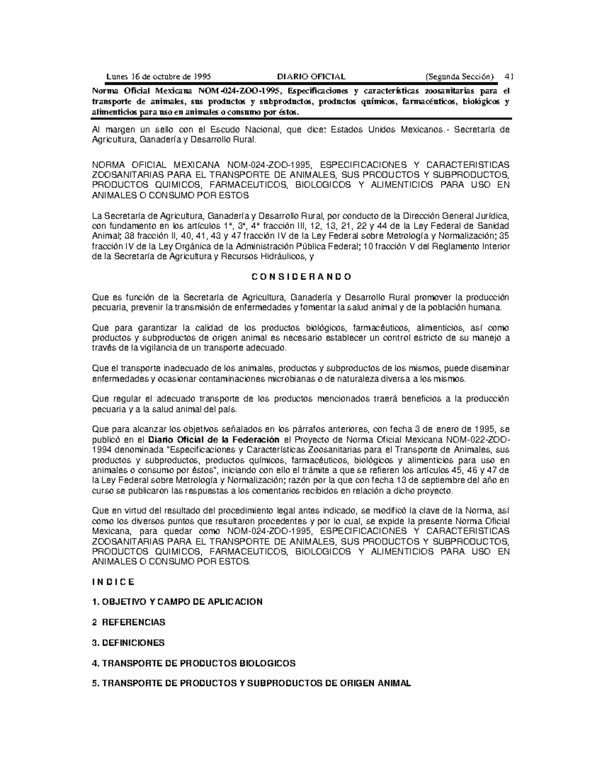 NOM-024-ZOO-1995 161095 - Norma Oficial Mexicana NOM-024-ZOO-1995 ...