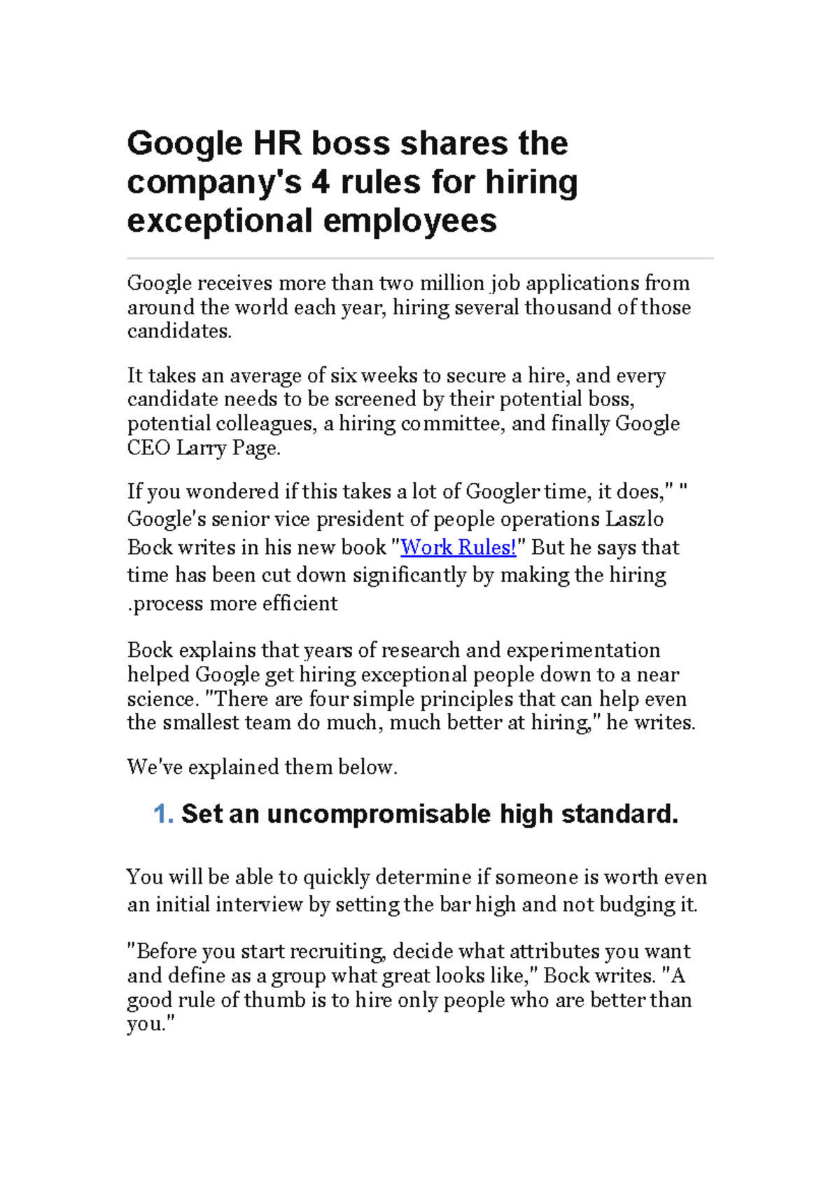 Google hr - 123456 - Google HR boss shares the company's 4 rules for ...