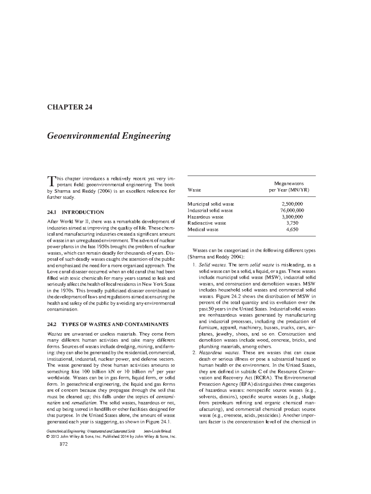 Geo environmental engineering - The book by Sharma and Reddy (2004) is ...