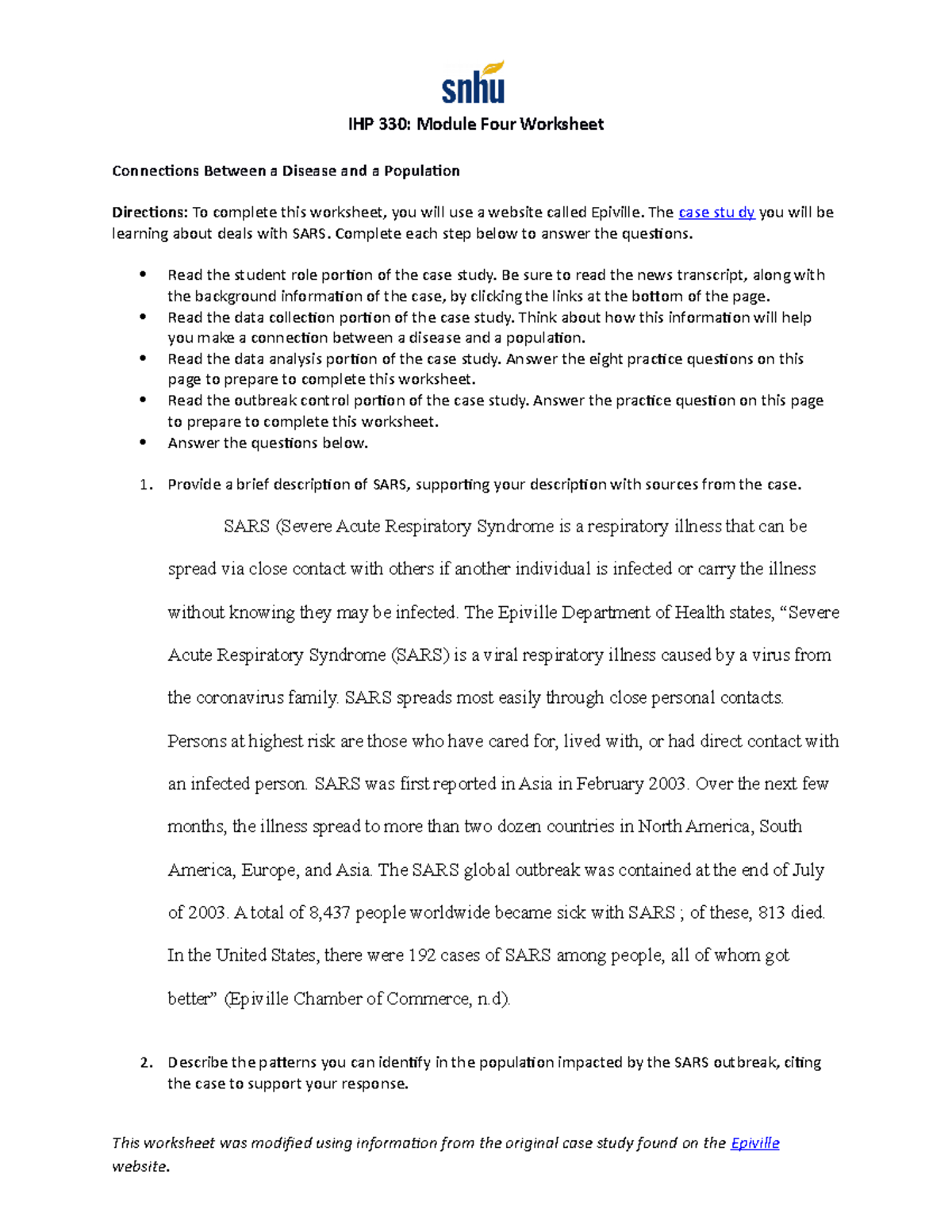 IHP 330 Module Four Worksheet - IHP330 - SNHU - Studocu