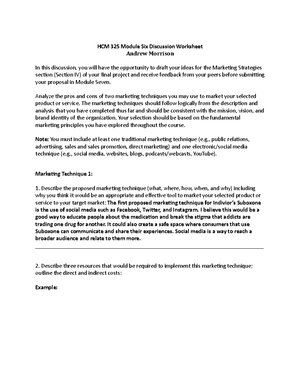 HCM 325 Module Six Discussion Worksheet - Analyze the pros and cons of ...