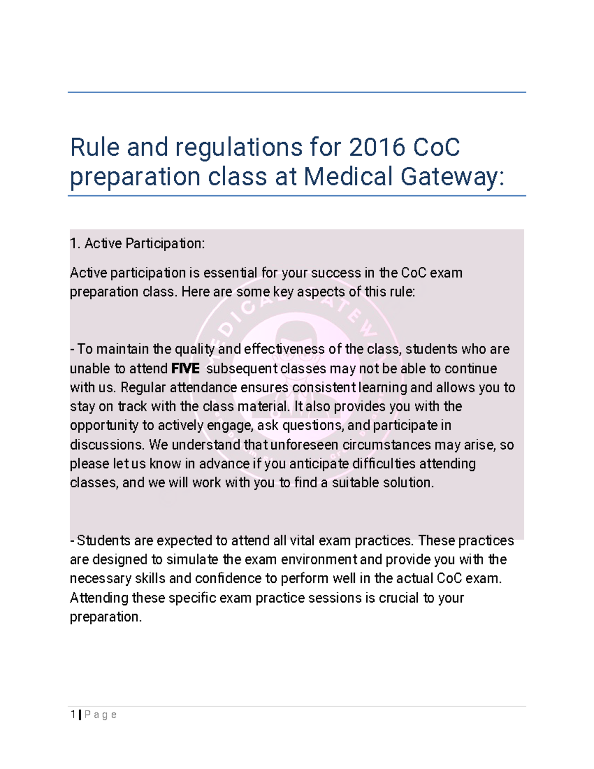 COC Class Rules (MGW) - It is so important - Rule and regulations for ...