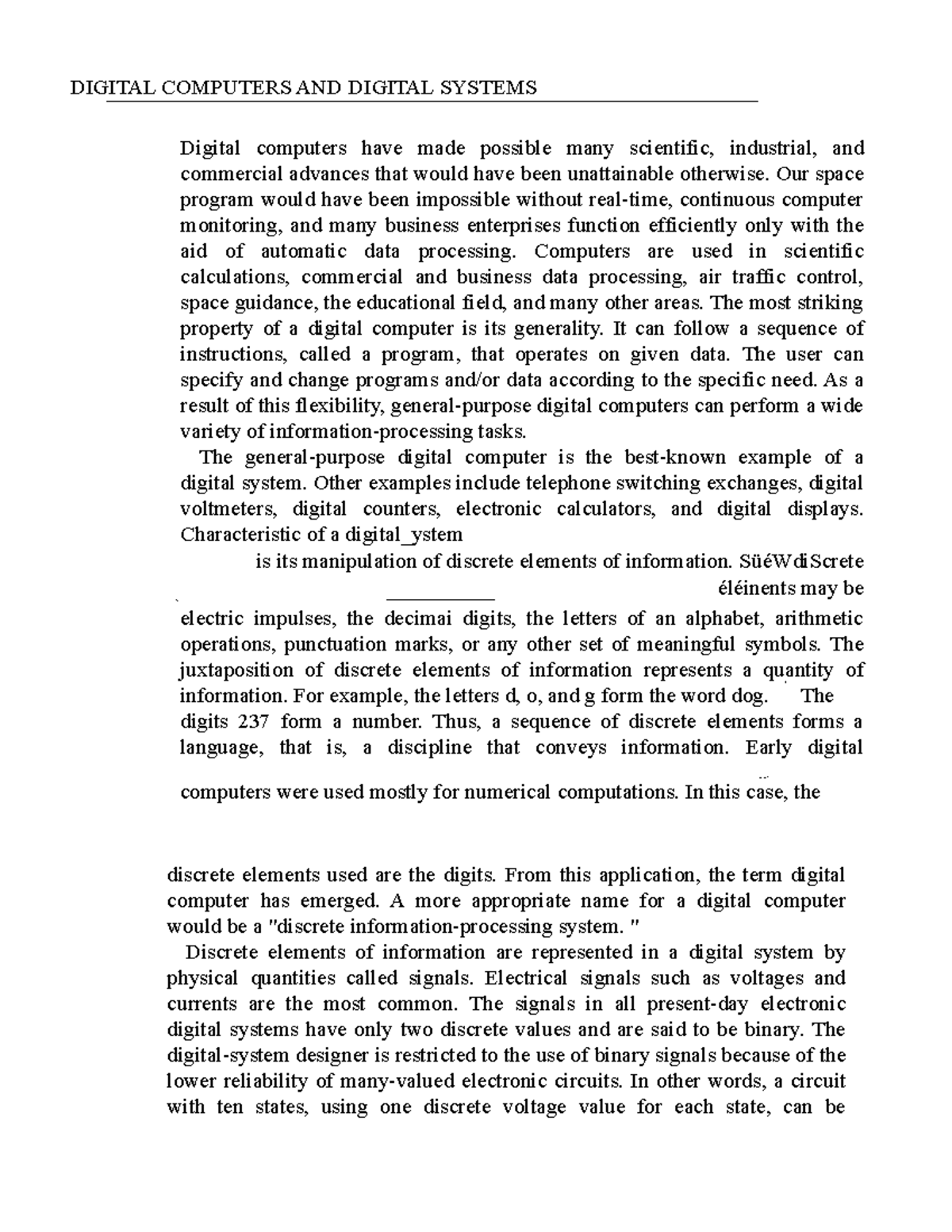 Digital Computers And Digital Systems - DIGITAL COMPUTERS AND DIGITAL ...